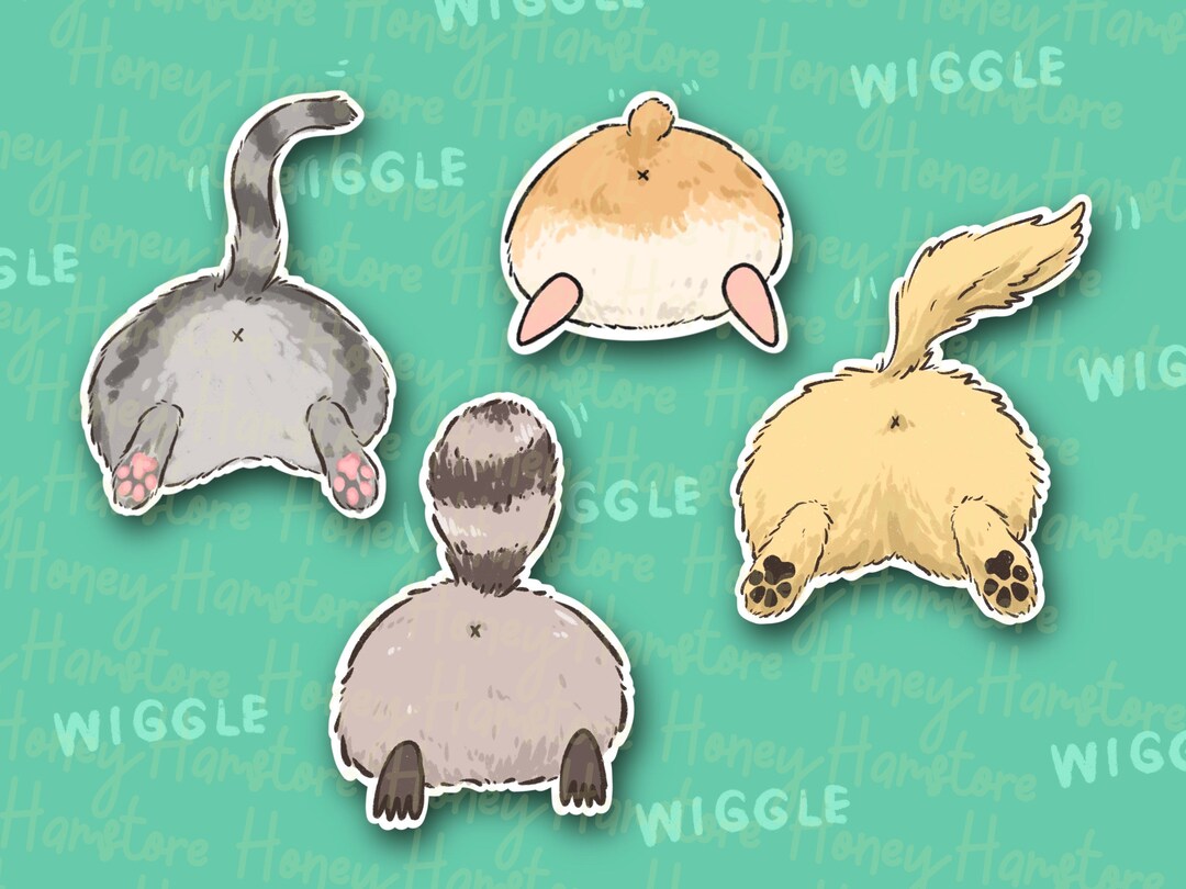 Cute Animal Pet Bottom Behind Backside Sticker | Funny Sticker | Laptop ...