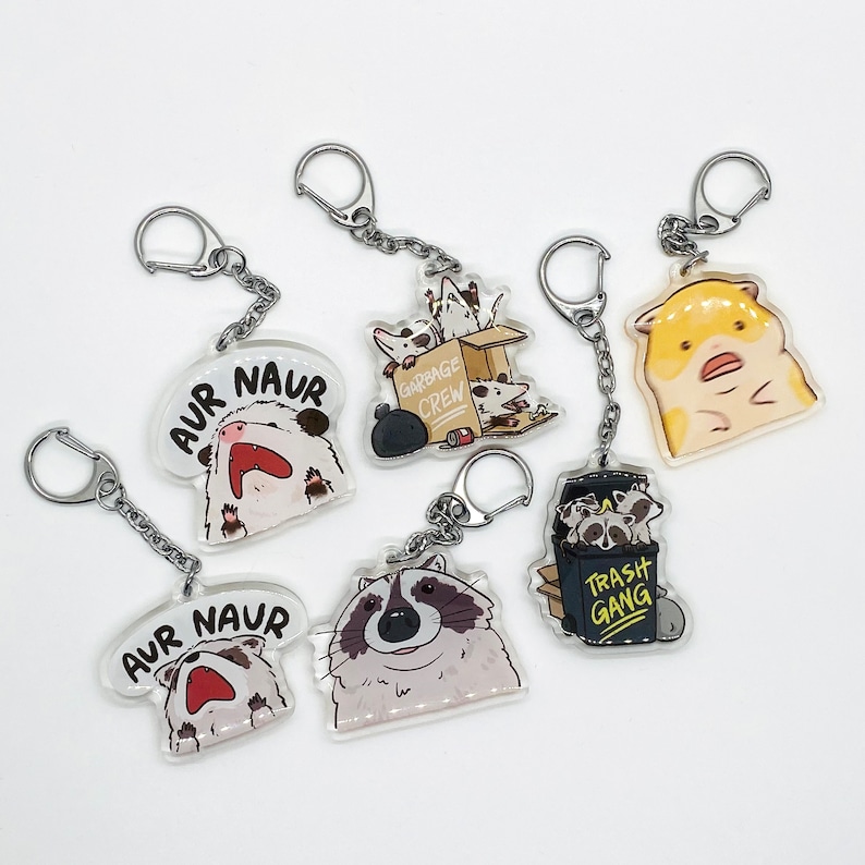 Garbage Crew Clear Acrylic Keychain | Cartoon Illustration Art Style ...