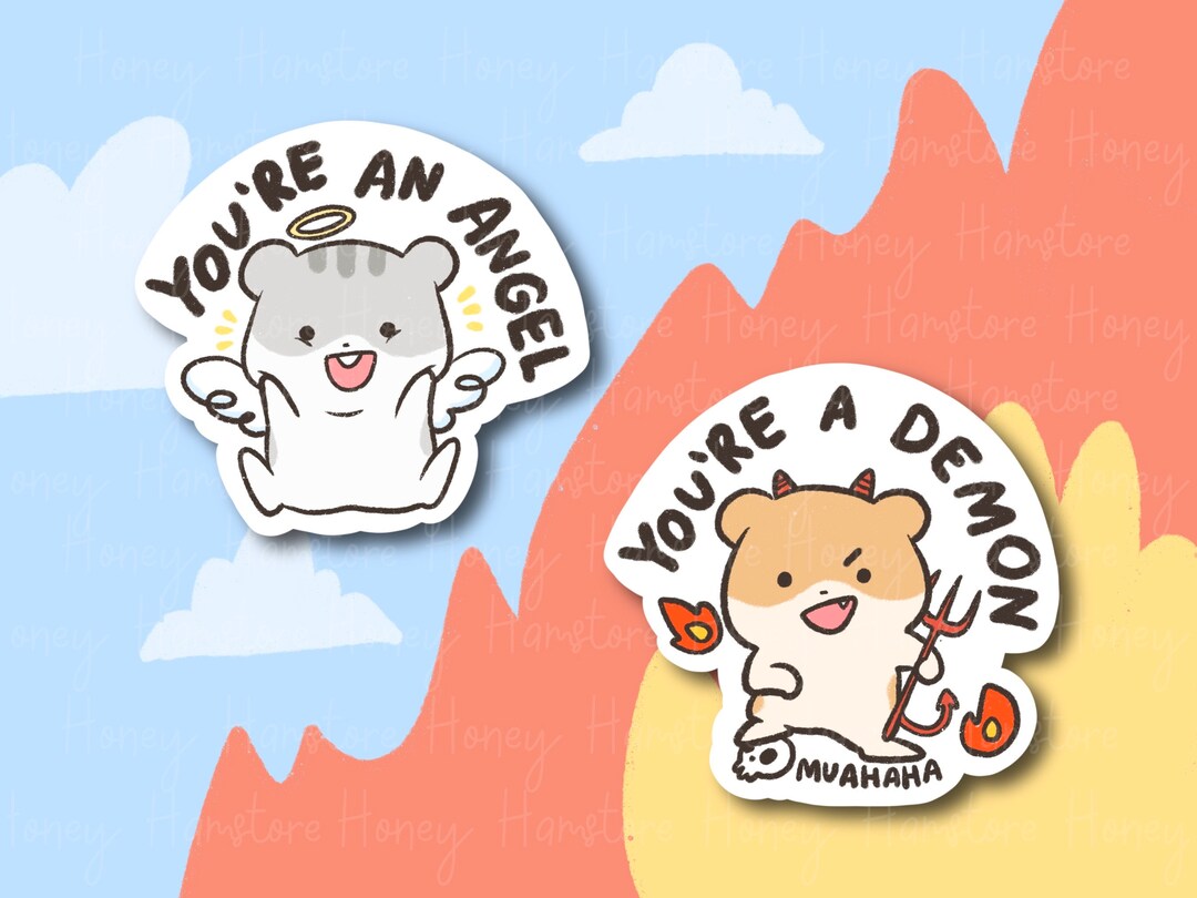 Hamster Angel and Demon | Funny Sticker | Possum Sticker | Gifts Under ...