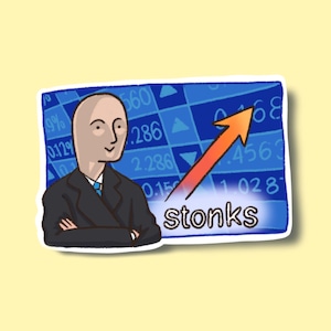 Stonks & Helth Meme Sticker, Stonks Guy Helth Guy Dank Meme Die Cut ...