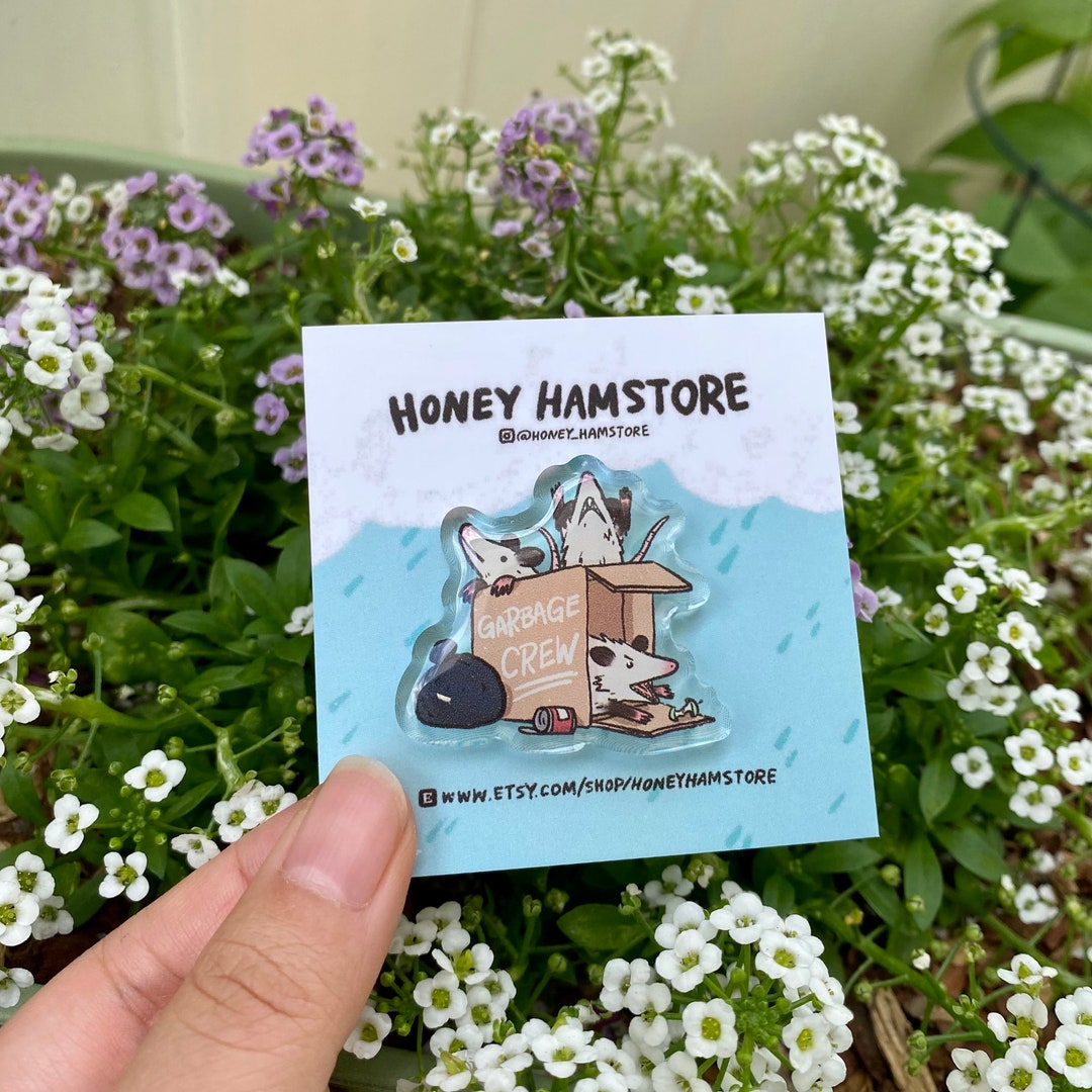 Garbage Crew Possum | Acrylic Pin | Cute Funny Design | Gifts Under 10 ...