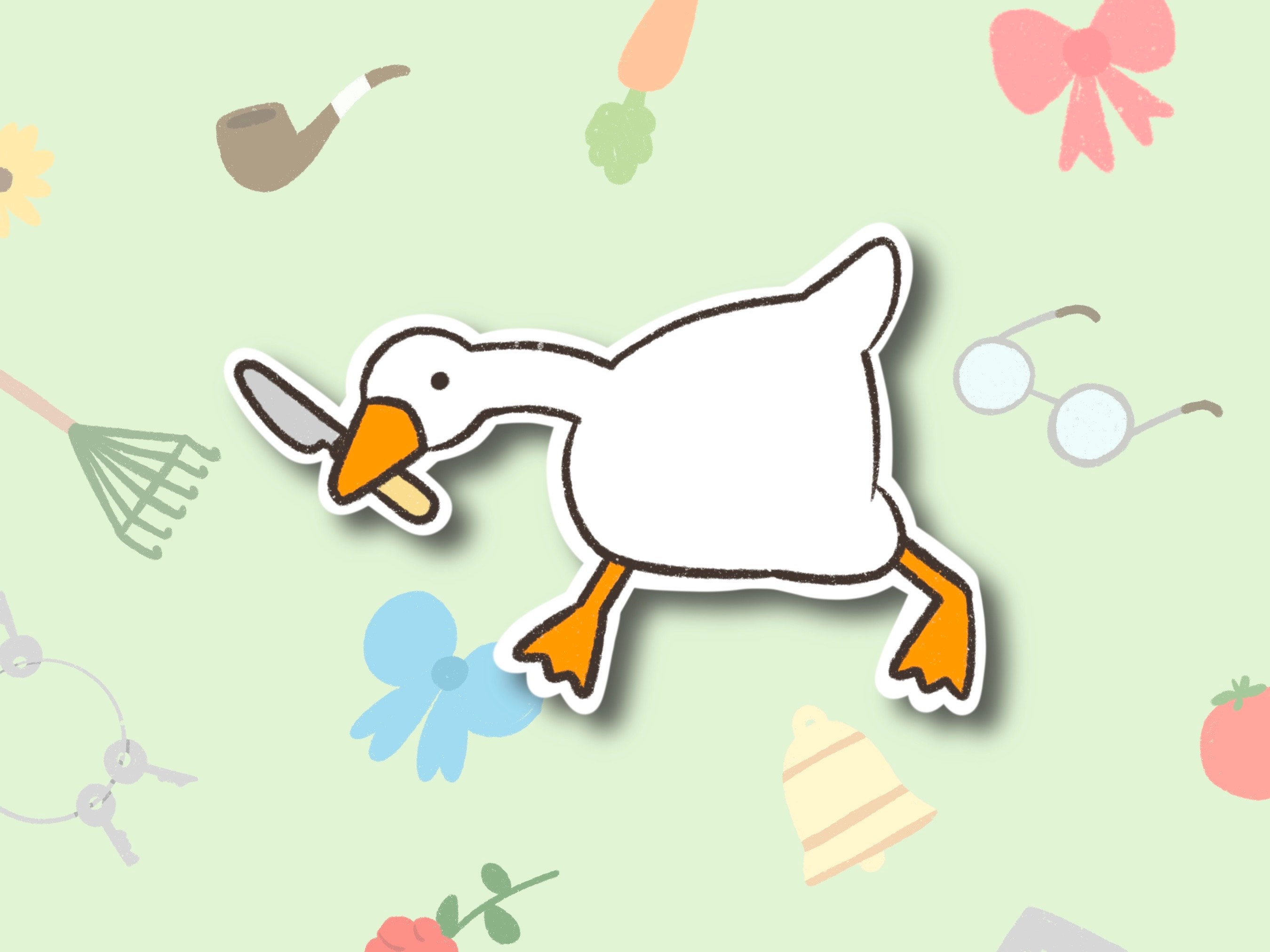 Goose With Knife Sticker Funny Meme Sticker Cute Laptop - Etsy