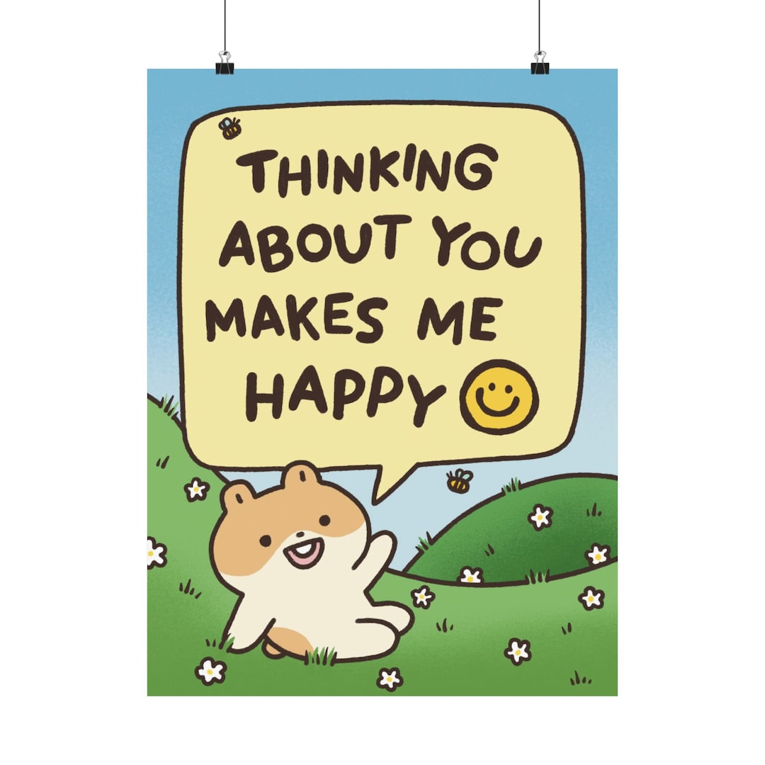 Thinking About You Makes Me Happy | Wall Print Quote Hallway Poster ...
