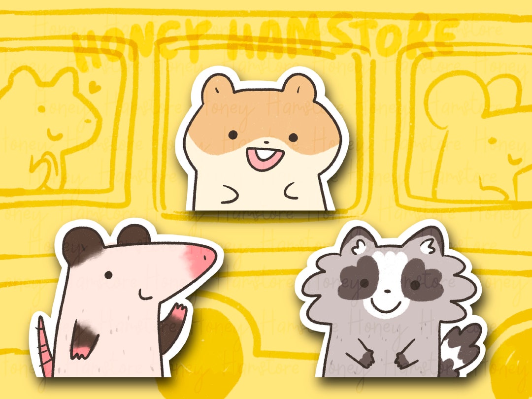 Rodent Happy Friends Raccoon Opossum Hamster | Funny Sticker | Gifts ...