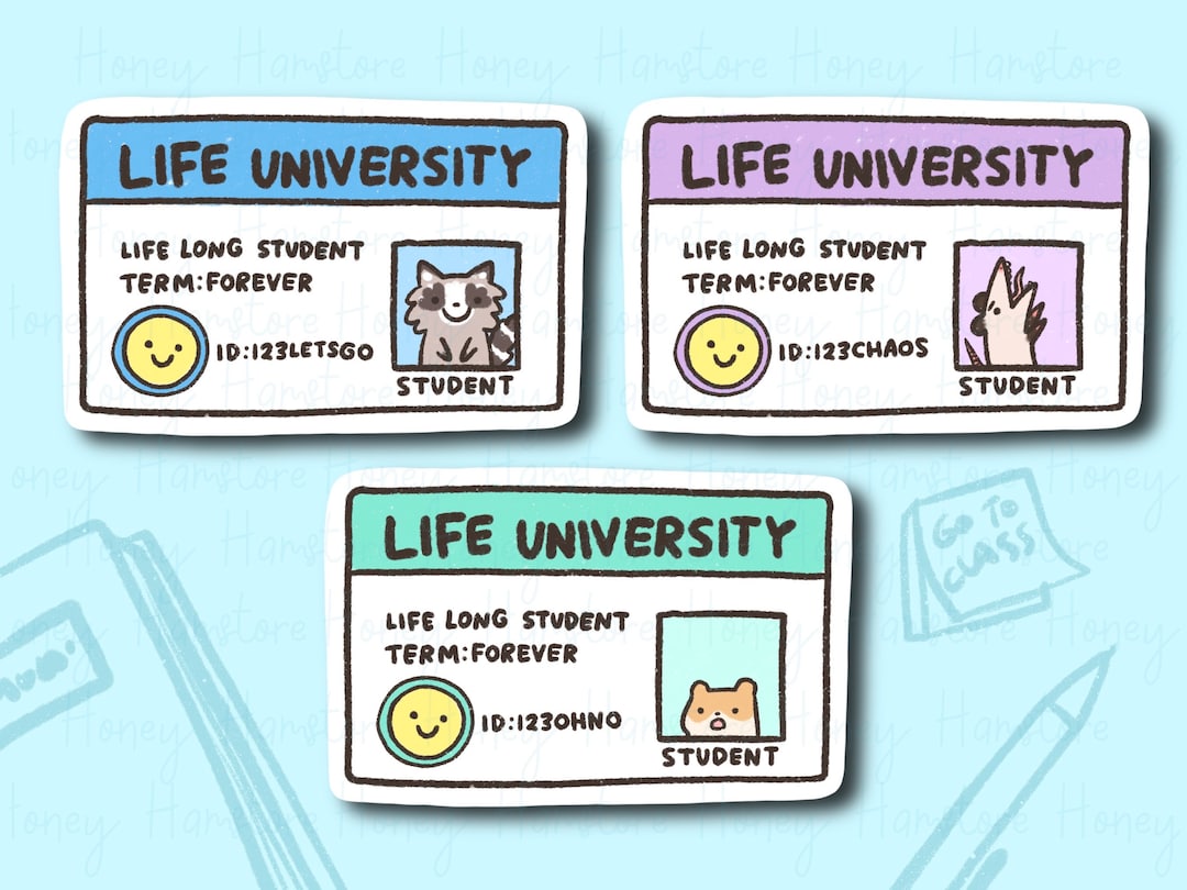 Life Long Student of Life ID Card | Funny Cute Sticker | Water ...