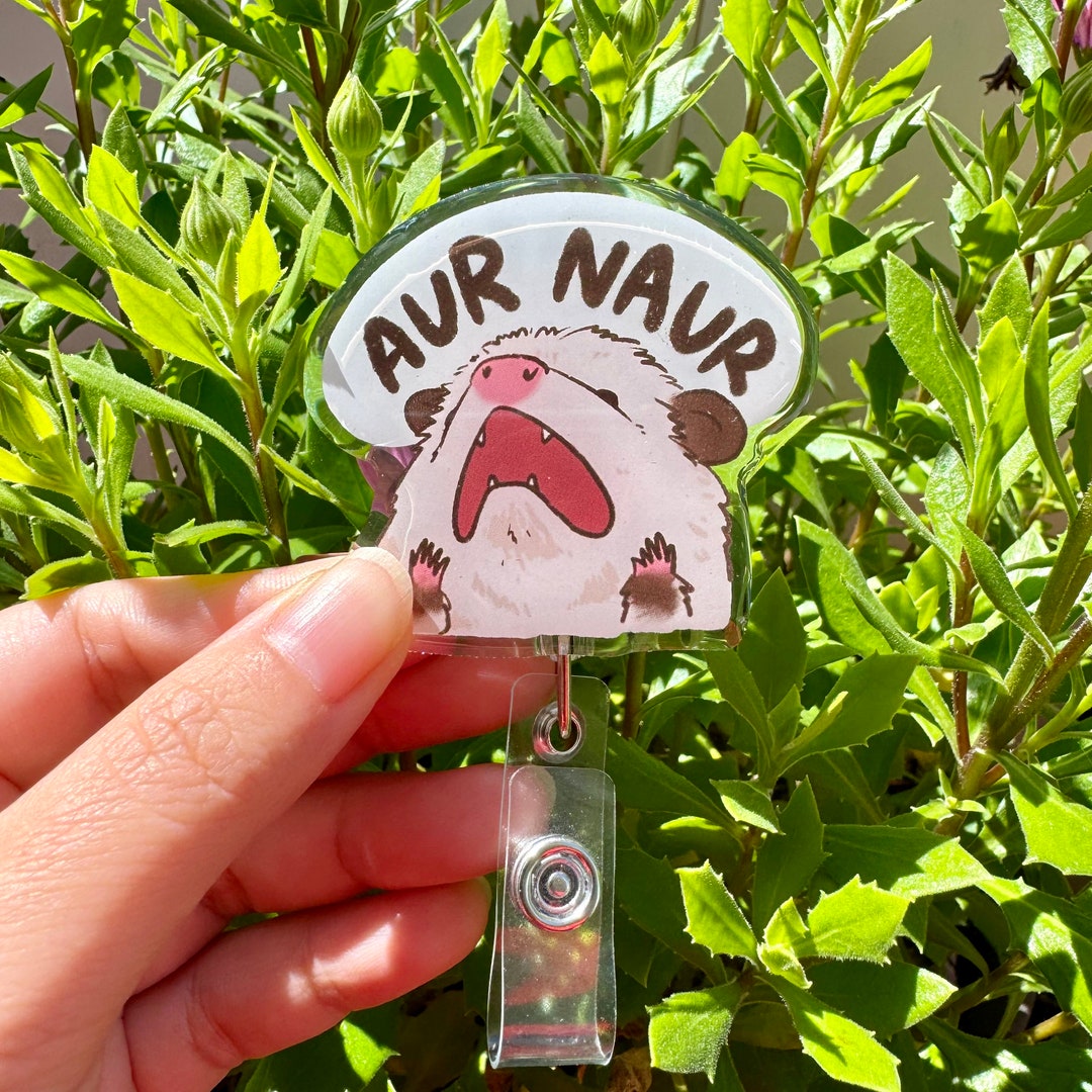Possum Aur Naur Badge Reel With ID Belt Clip Cute Design Acrylic for ...