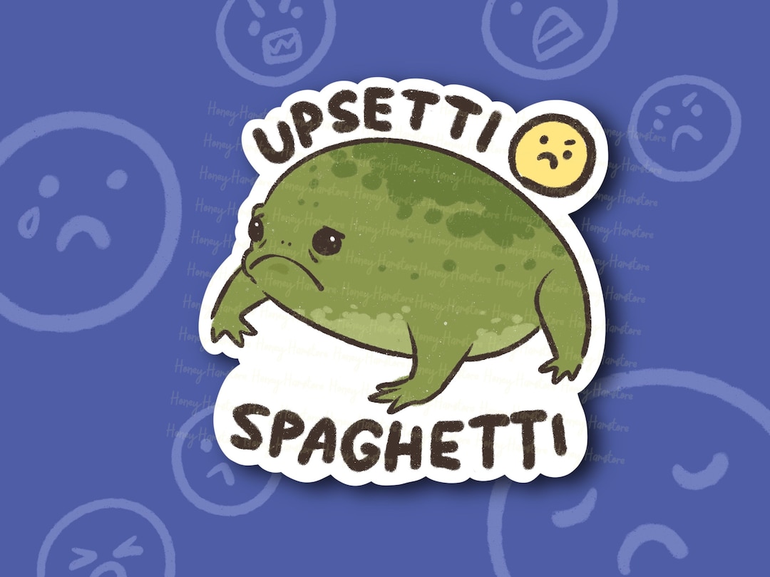 Frog Upset Spaghetti | Funny Sticker | Froggy Sticker | Gifts Under 10 ...