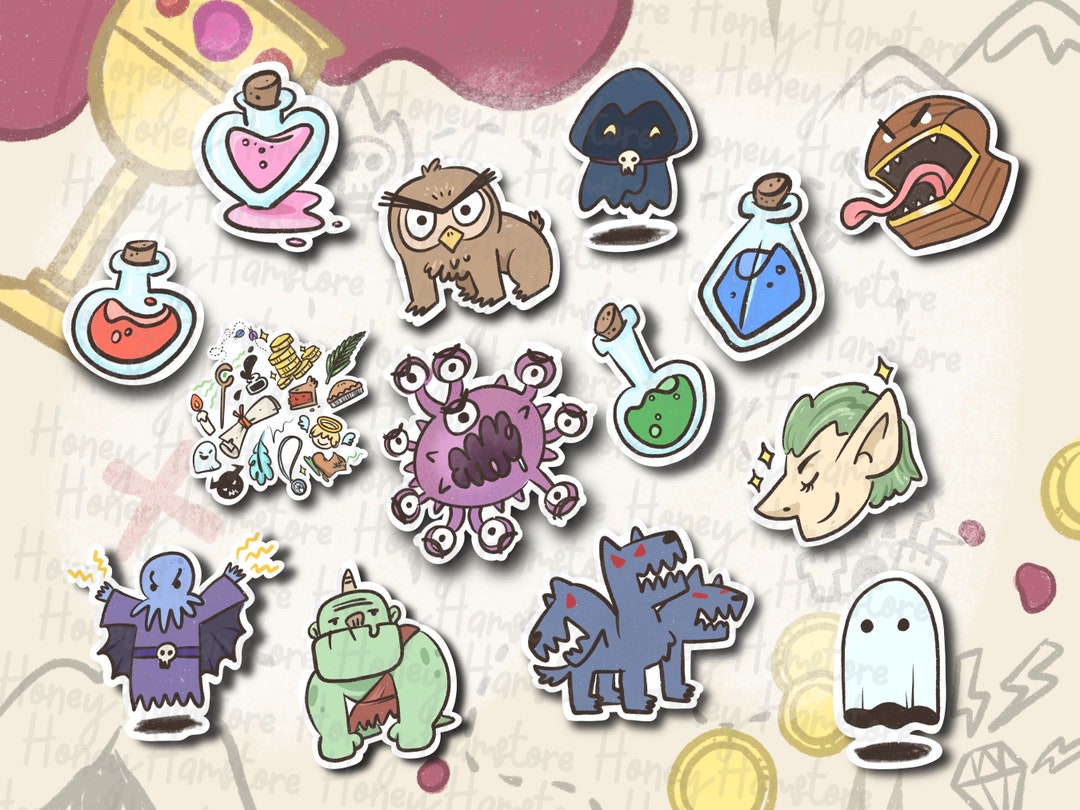 Adventure Dungeon MMORPG Fantasy Monster Stickers | RPG Stickers | Cute ...