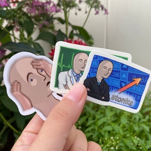 Stonks & Helth Meme Sticker, Stonks Guy Helth Guy Dank Meme Die Cut ...