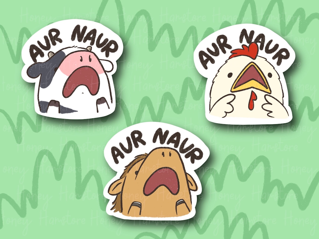 Aur Naur Cute Sticker | Series 2 | Funny Sticker | Cow Chicken Horse ...