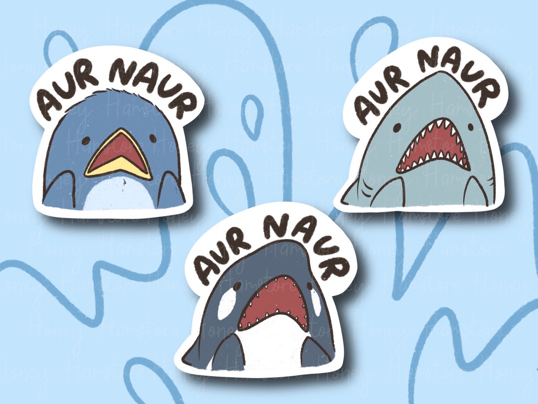 Aur Naur Cute Sticker | Series 3 | Funny Sticker | Penguin Shark Orca ...