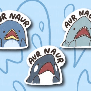 Aur Naur Cute Sticker | Series 3 | Funny Sticker | Penguin Shark Orca ...
