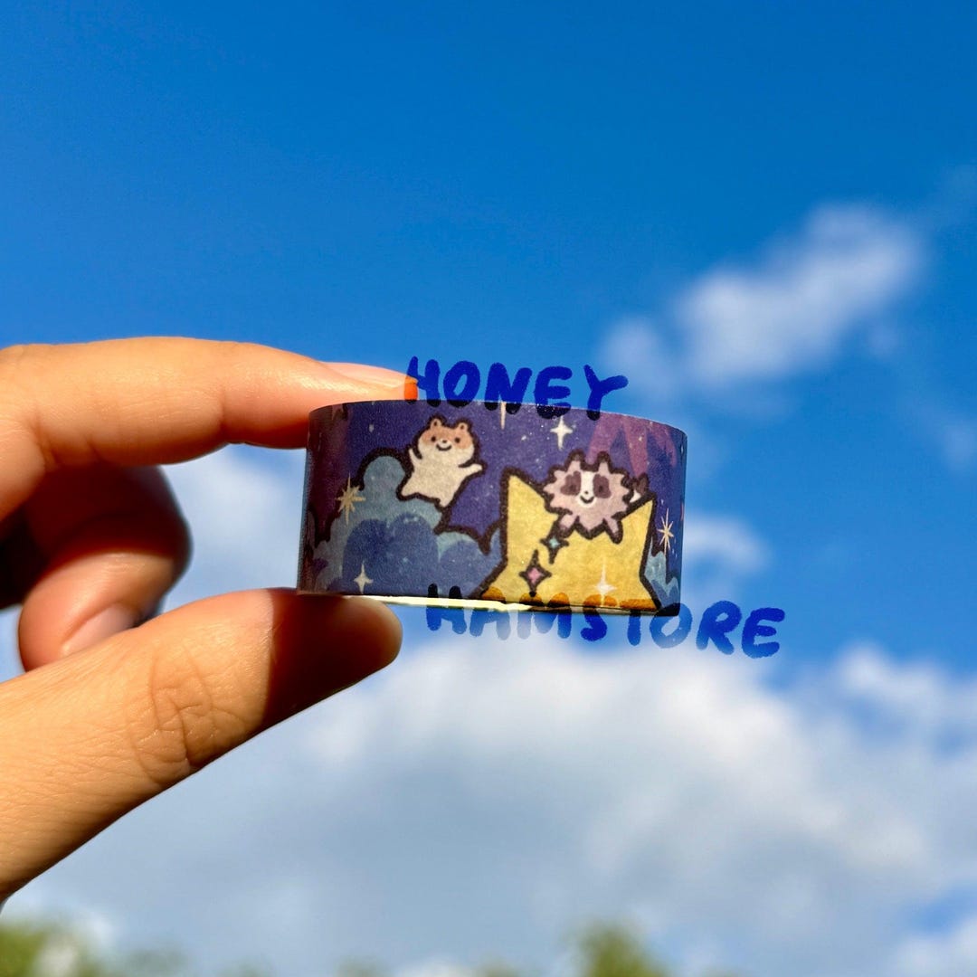 Hamster Raccoon Possum Stars Sparkle Washi| Cute Planner Journal ...