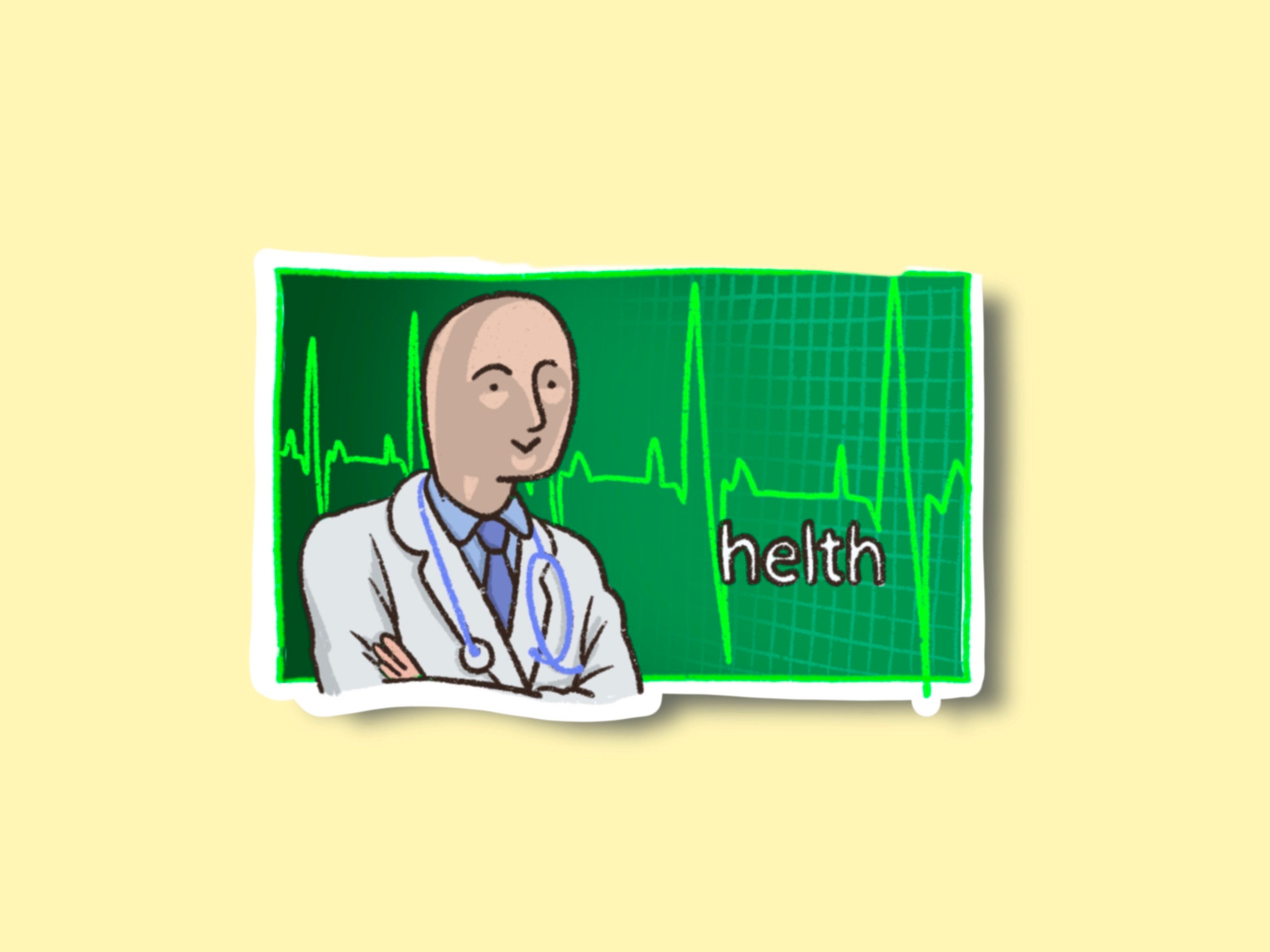 Stonks & Helth Meme Sticker, Stonks Guy Helth Guy Dank Meme Die Cut ...