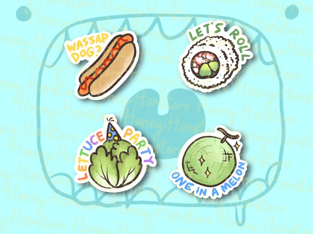 Food Pun Cute Stickers | Funny Foods | Children Laughing | Yummy Saying ...