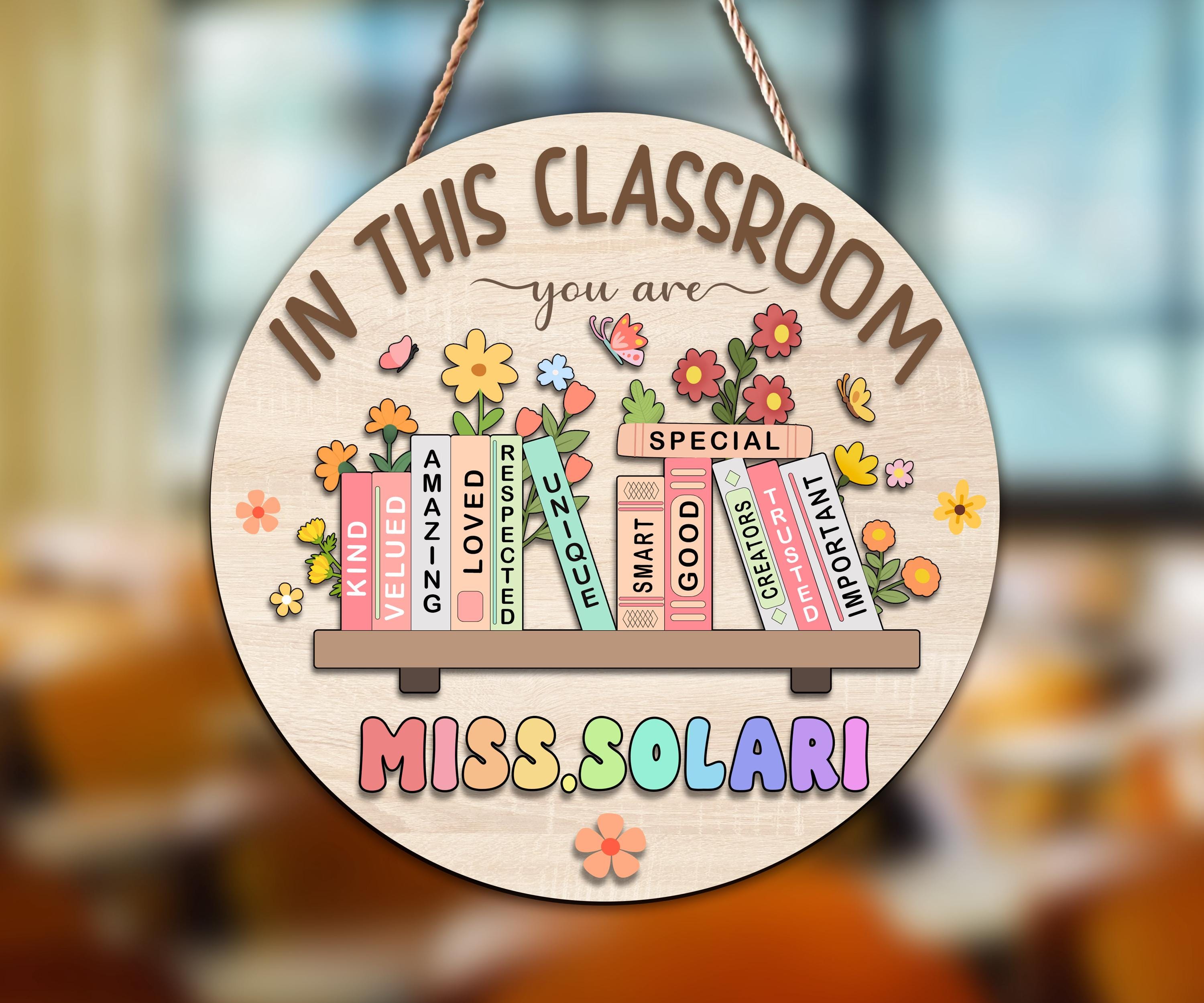 Custom Classroom Door Sign, Classroom Decor, Teacher Wooden Door Sign ...