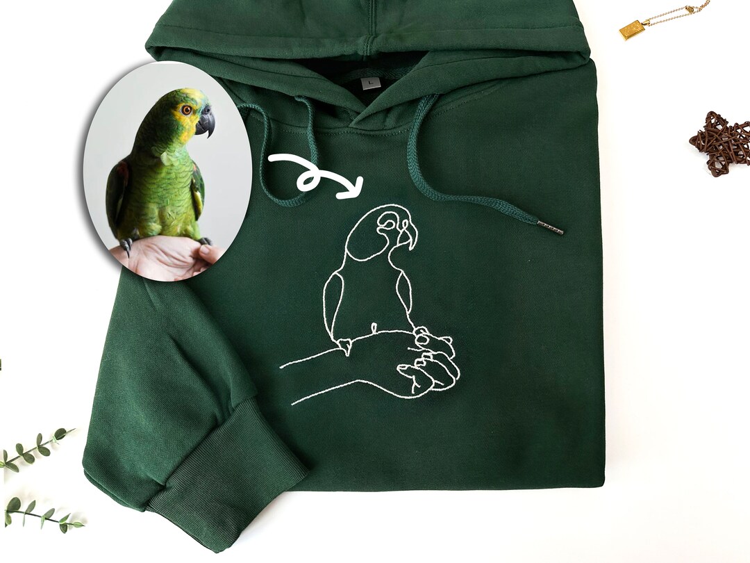 Custom Embroidered Parrot Hoodie,personalised One-line Pet Sweatshirt ...