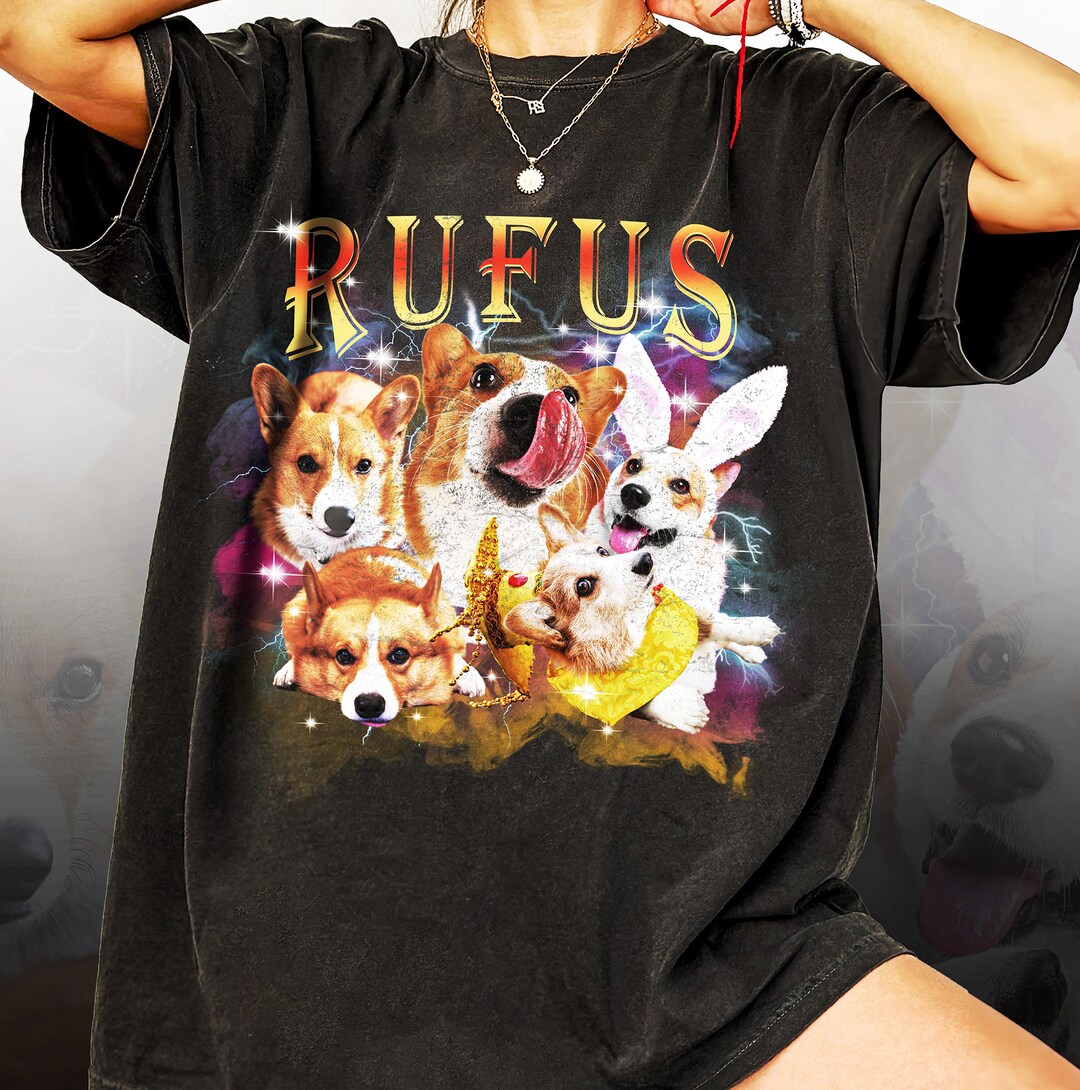 Custom 90s Vintage Bootleg Dog Vintage Washed Shirt,personalized Dog ...