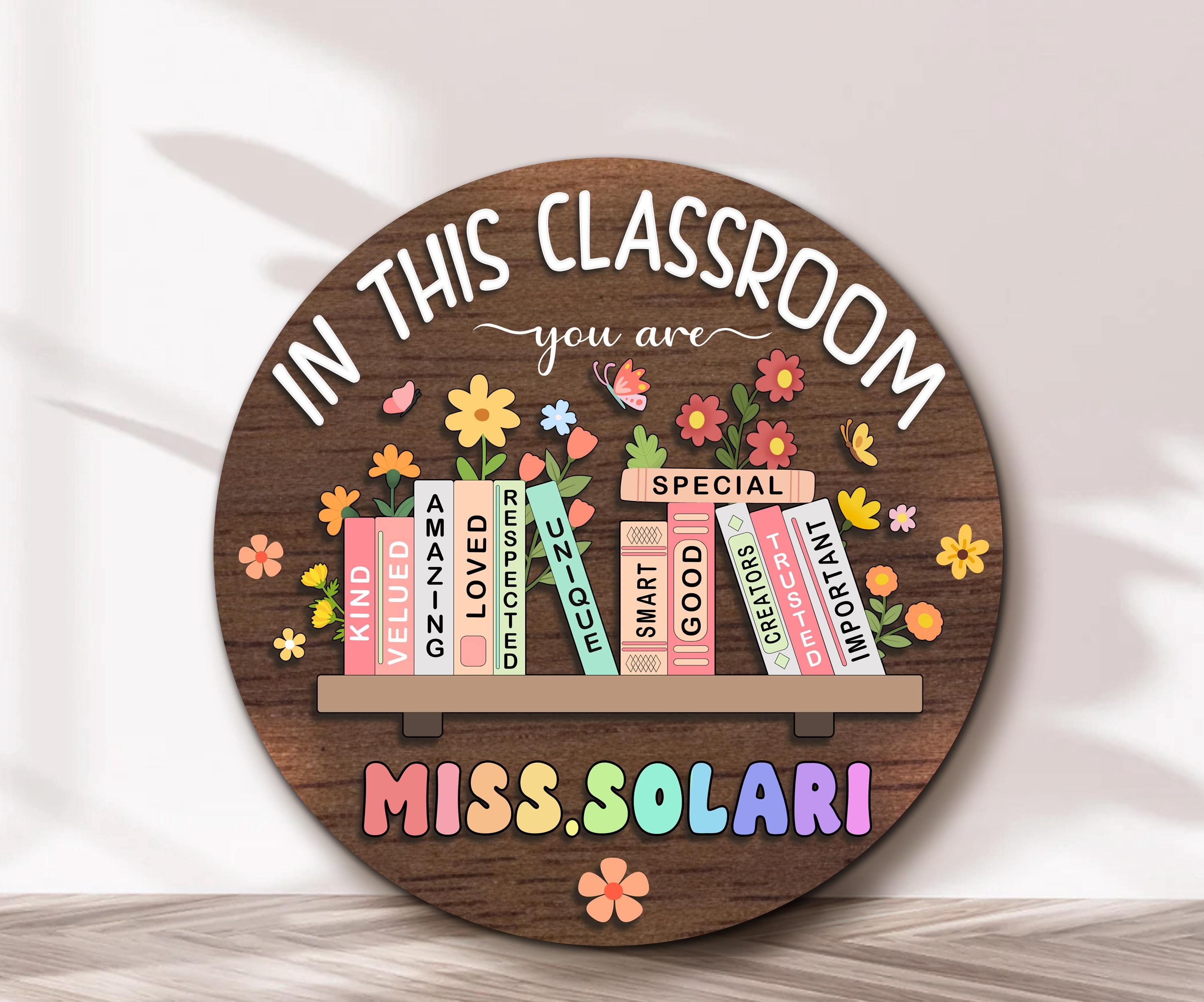 Custom Classroom Door Sign, Classroom Decor, Teacher Wooden Door Sign ...
