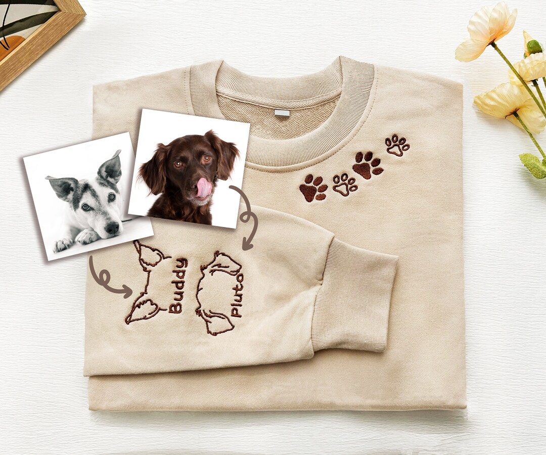 Custom Embroidered Pet Sweatshirts,pet Lover Gifts,embroidered With Dog ...