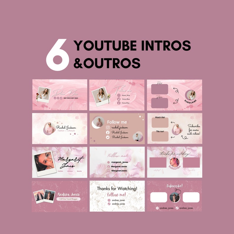 Pink Travel Youtube BRANDING Kit BUNDLE for Youtubers | Banners ...