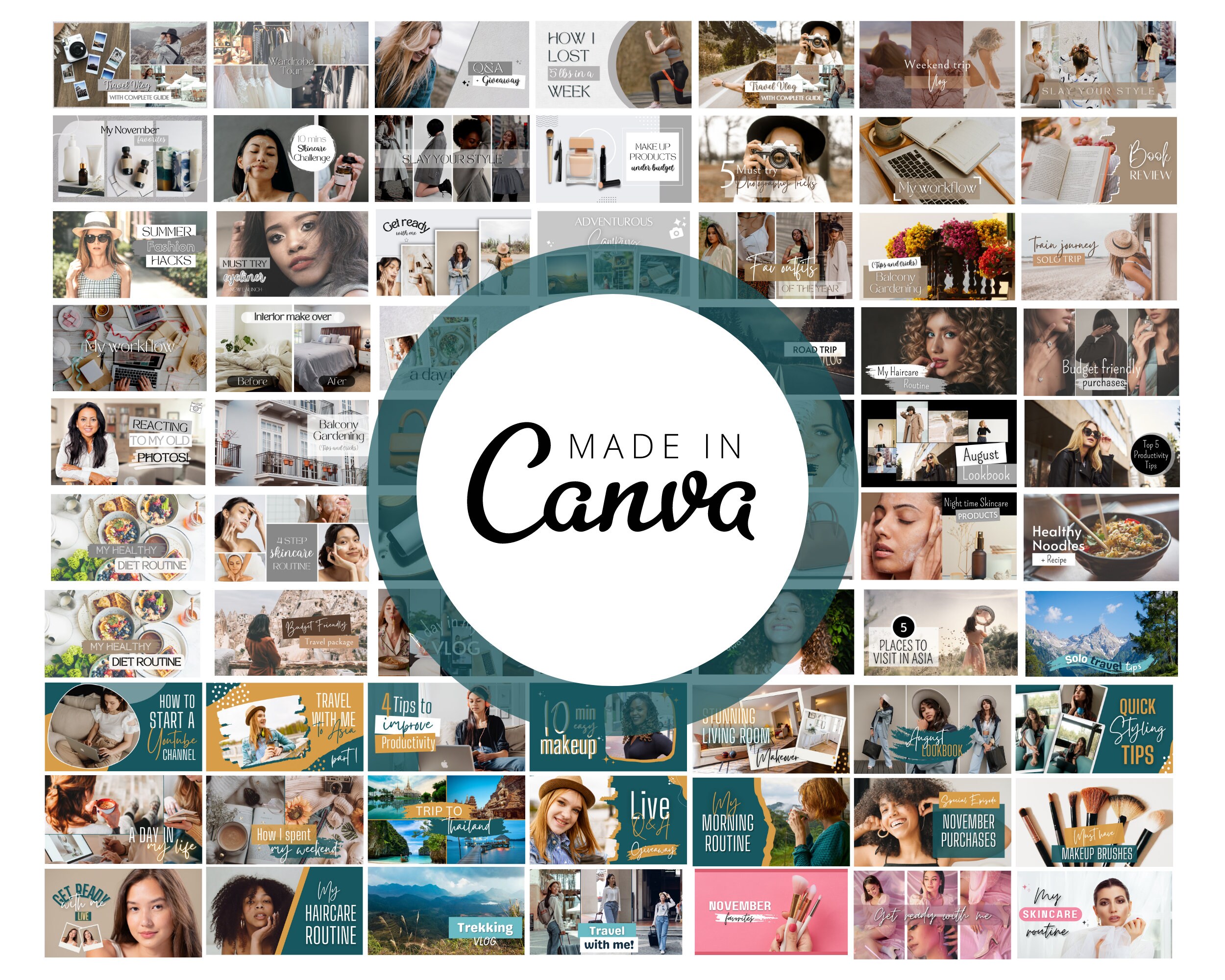 Youtube Thumbnail Templates Bundle, Youtube Branding Kit, Video ...