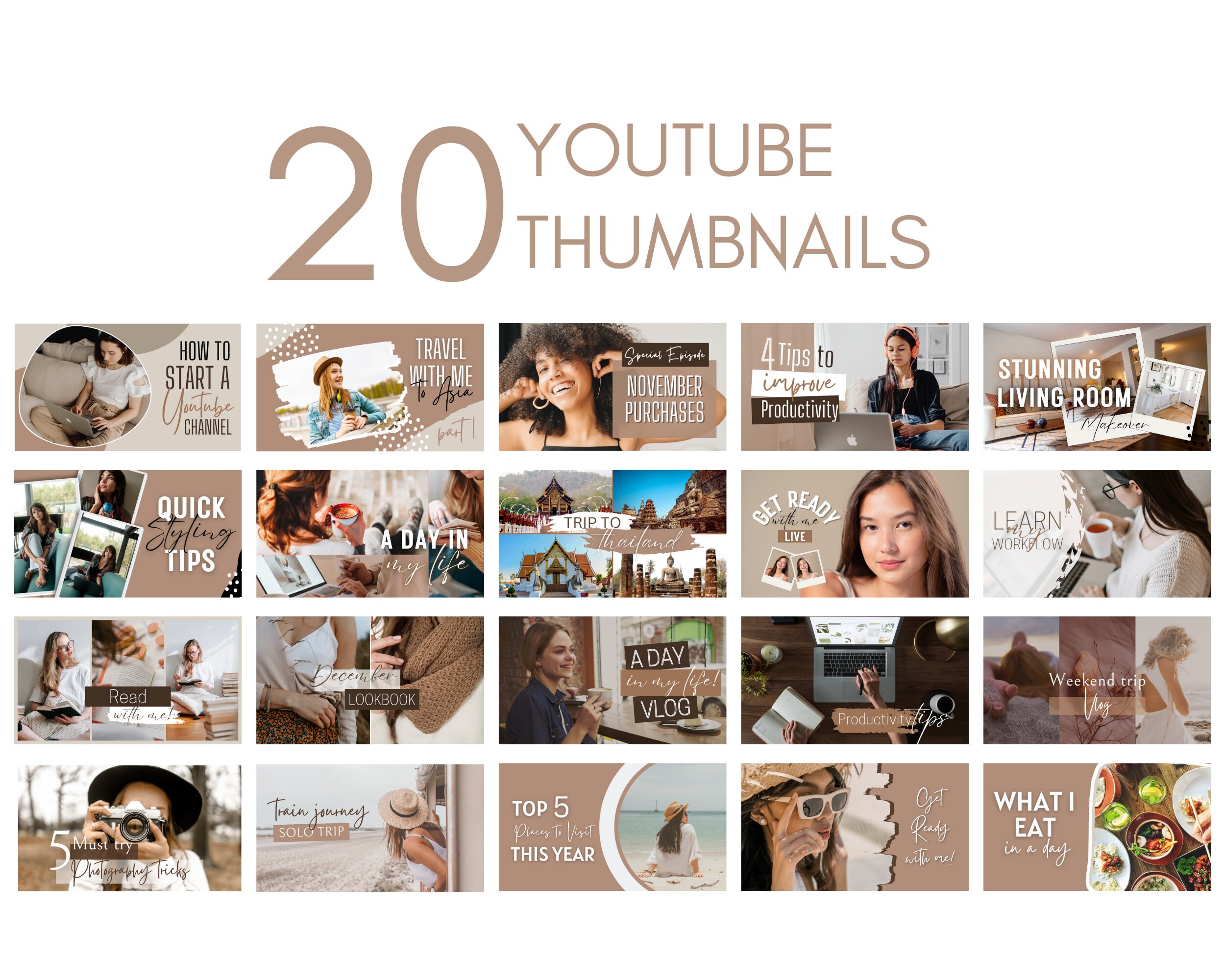 Youtube Branding Kit BUNDLE for Youtubers | Banners, Thumbnails, Intros ...