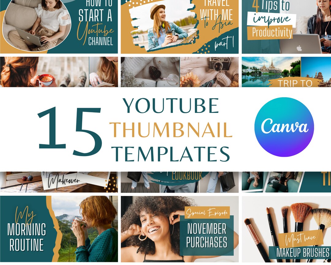 Youtube Thumbnail Templates Kit| Travel and Lifestyle | 15 Editable ...
