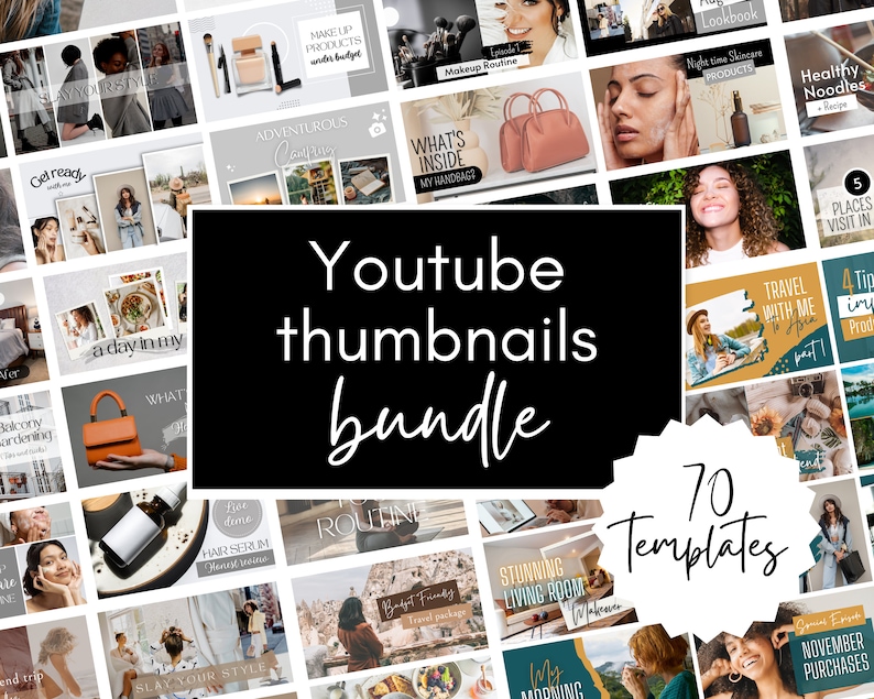 Buy 70 Youtube Thumbnail Templates Bundle Kit, Youtube Branding ...