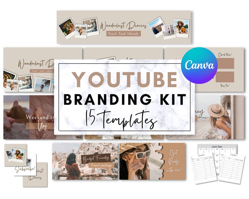 Travel Youtube Branding Kit, Channel Art, Video Thumbnails, Intro ...