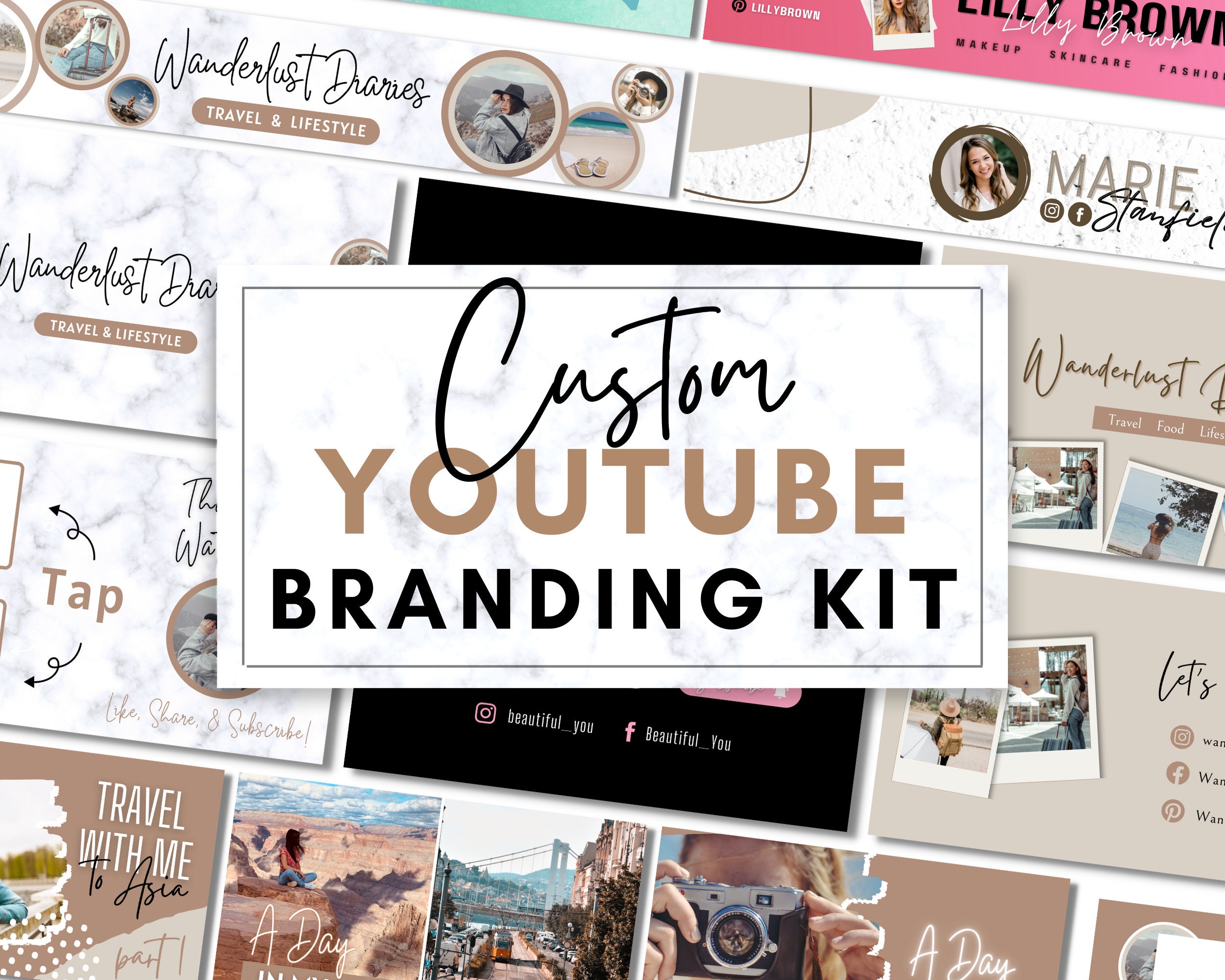 Custom Youtube Branding Kit, Personalized Youtube Channel Banner ...