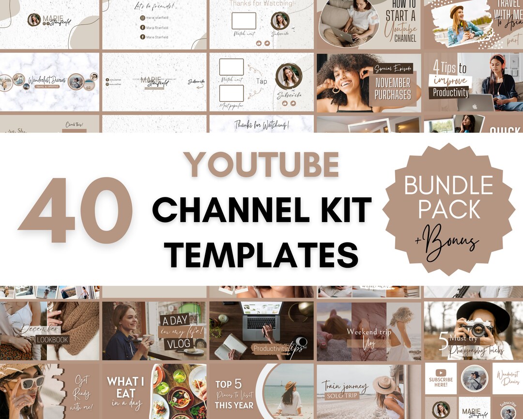 Youtube Branding Kit BUNDLE for Youtubers | Banners, Thumbnails, Intros ...