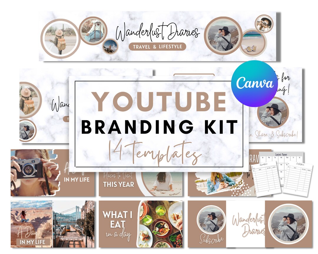 Travel Youtube Channel Branding Kit, Channel Art, Video Thumbnails ...