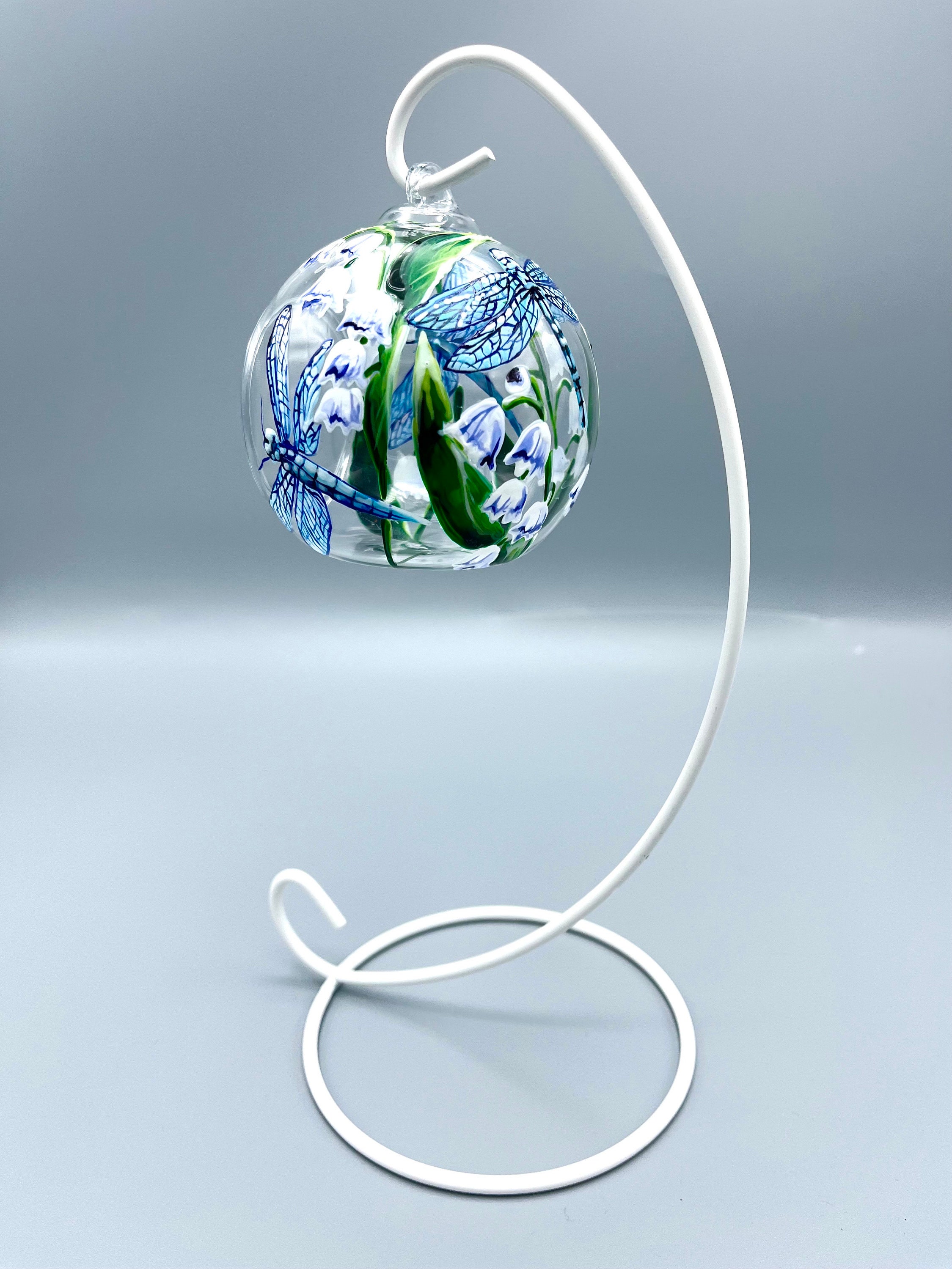 Hand Painted Tealight Holder / Lilly of the Valley / Dragonflies / May ...