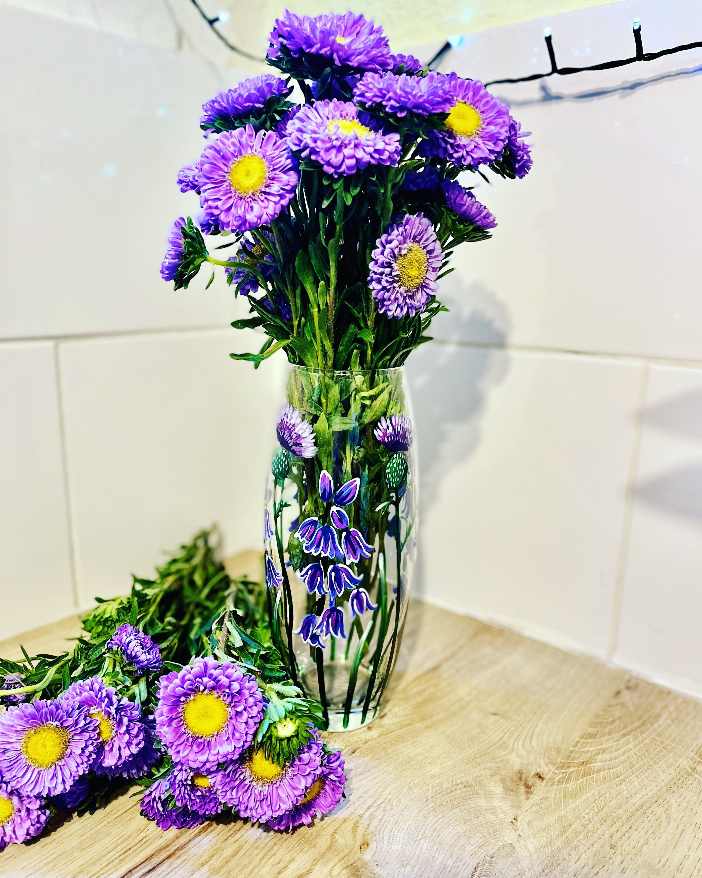 Hand Painted Vase/ Floral Thistle and Bluebell/ Bullet Design - Etsy UK