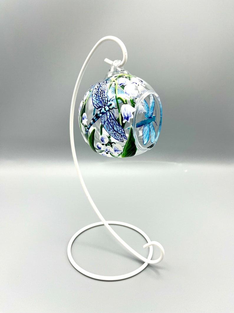 Hand Painted Tealight Holder / Lilly of the Valley / Dragonflies / May ...