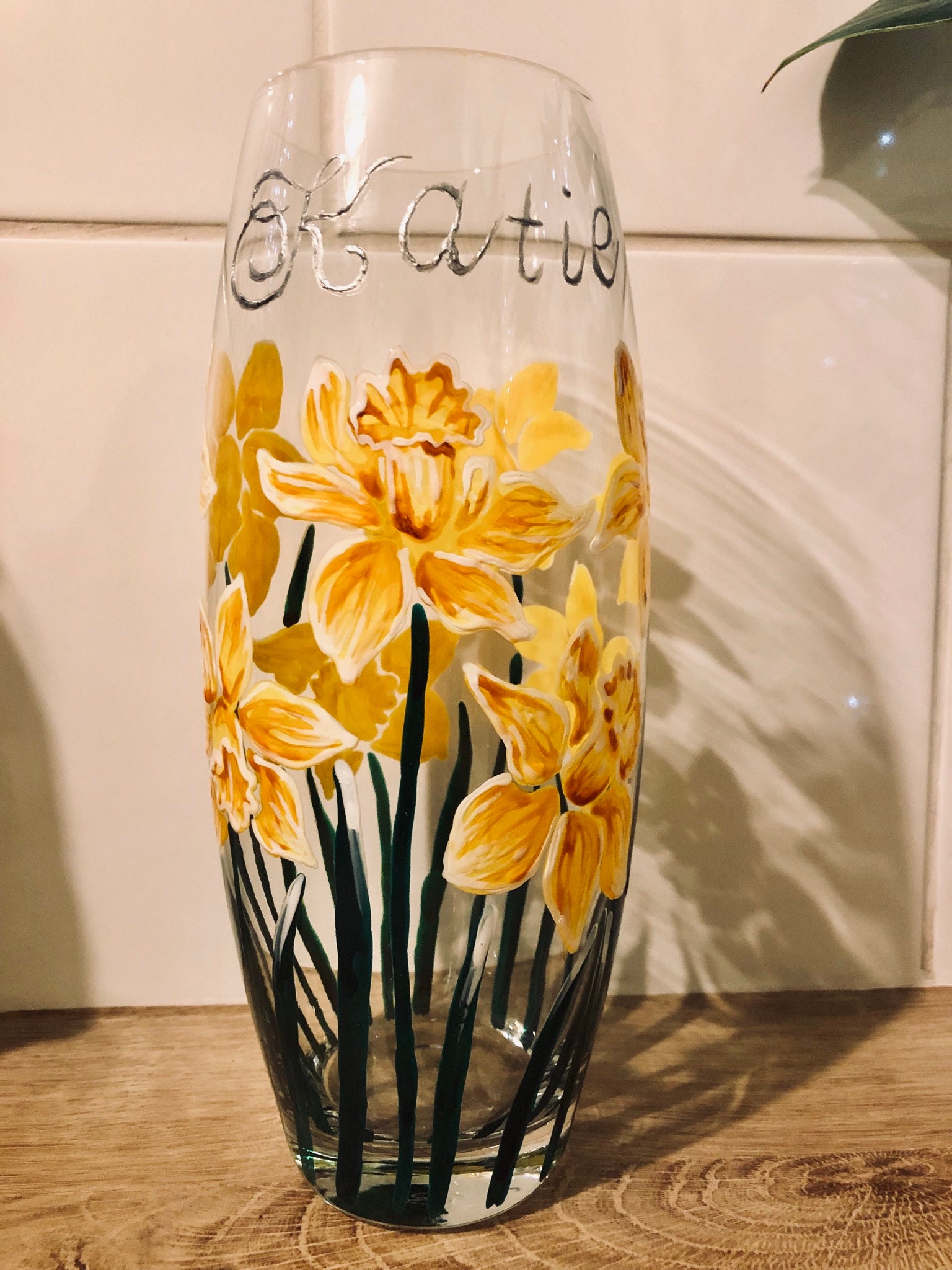 Vases Home Décor Hand Painted Vase Floral Daffodil Bullet Shape etna.com.pe