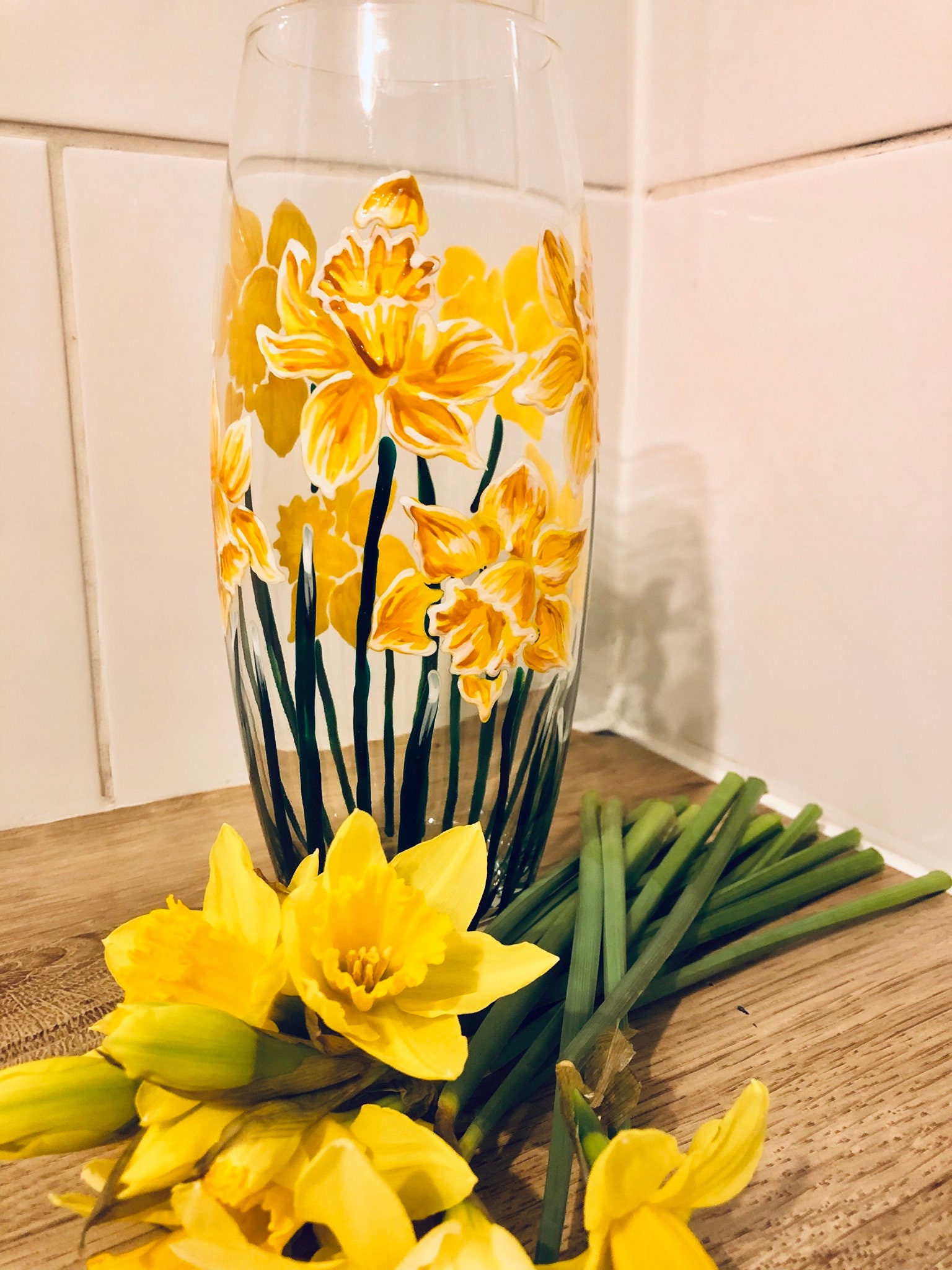 Vases Home Décor Hand Painted Vase Floral Daffodil Bullet Shape etna.com.pe