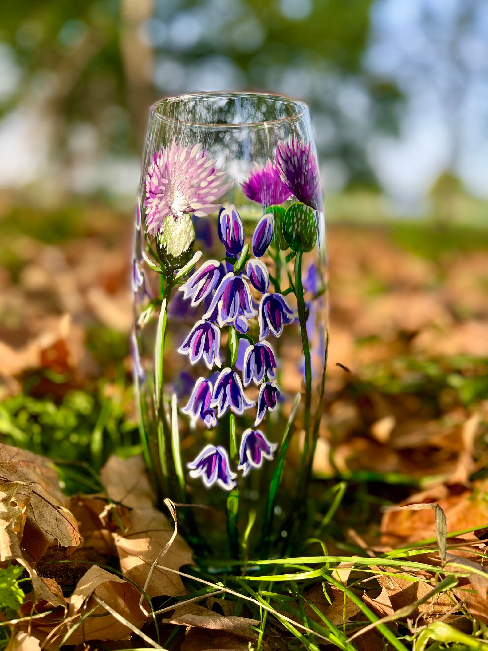 Hand Painted Vase/ Floral Thistle and Bluebell/ Bullet Design - Etsy UK