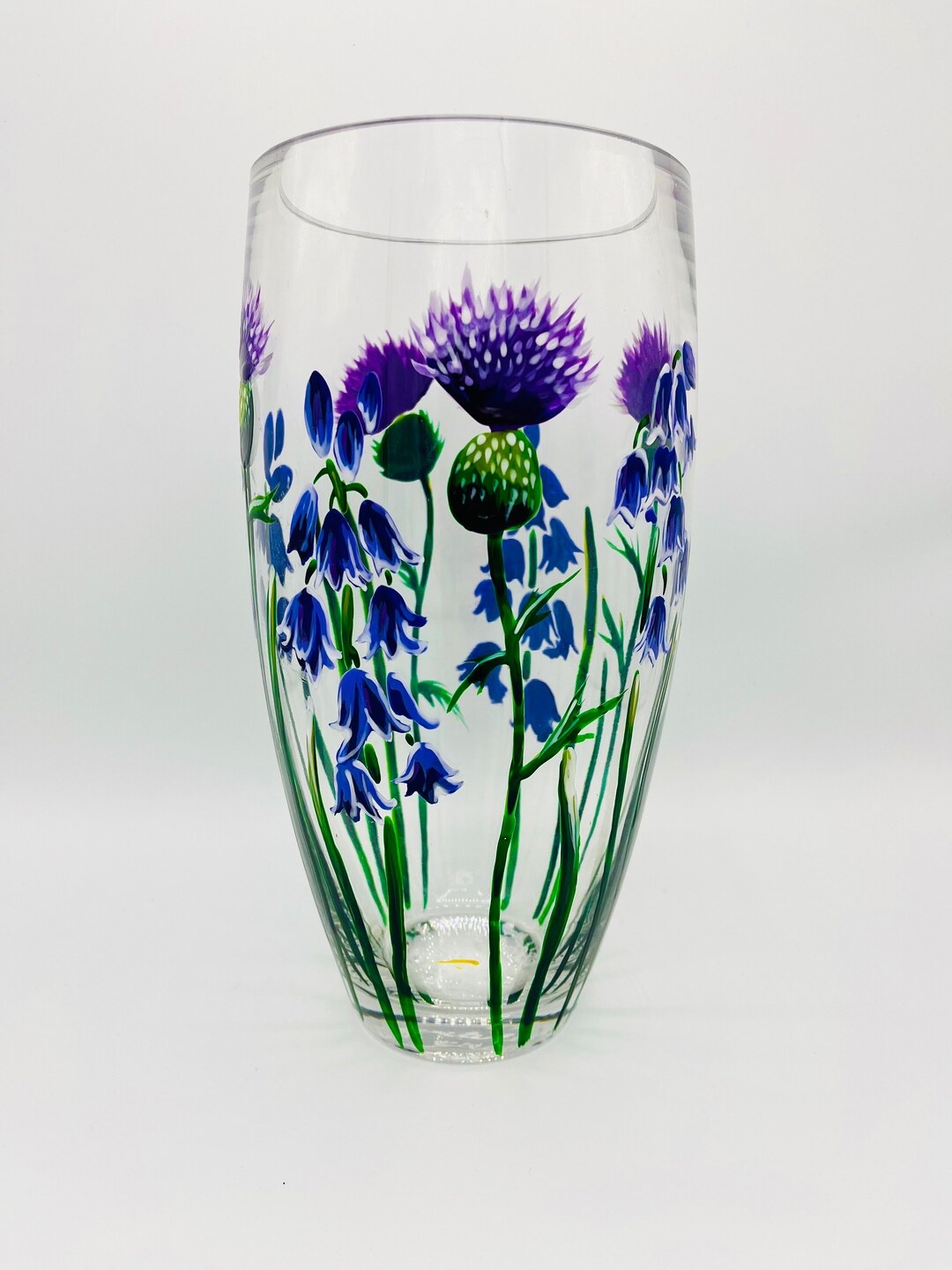 Hand Painted Vase/ Floral Thistle and Bluebell/ Bullet Design - Etsy