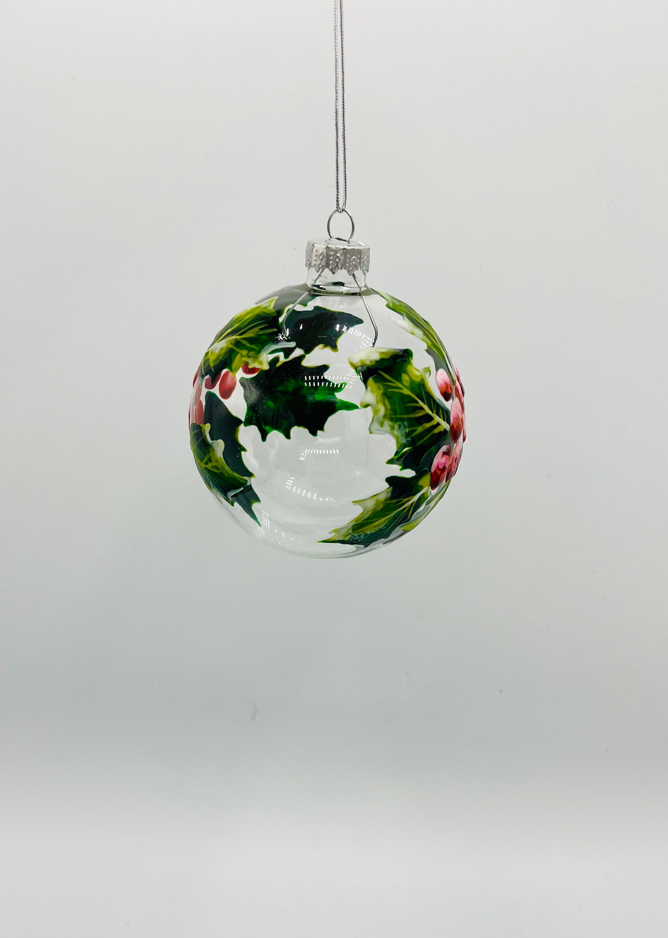 Hand Painted Glass Bauble/ Christmas Holly and Berries - Etsy