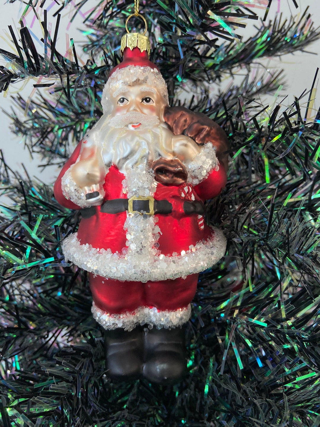 Christmas Tree Glass Hanging Santa Ornament - Etsy
