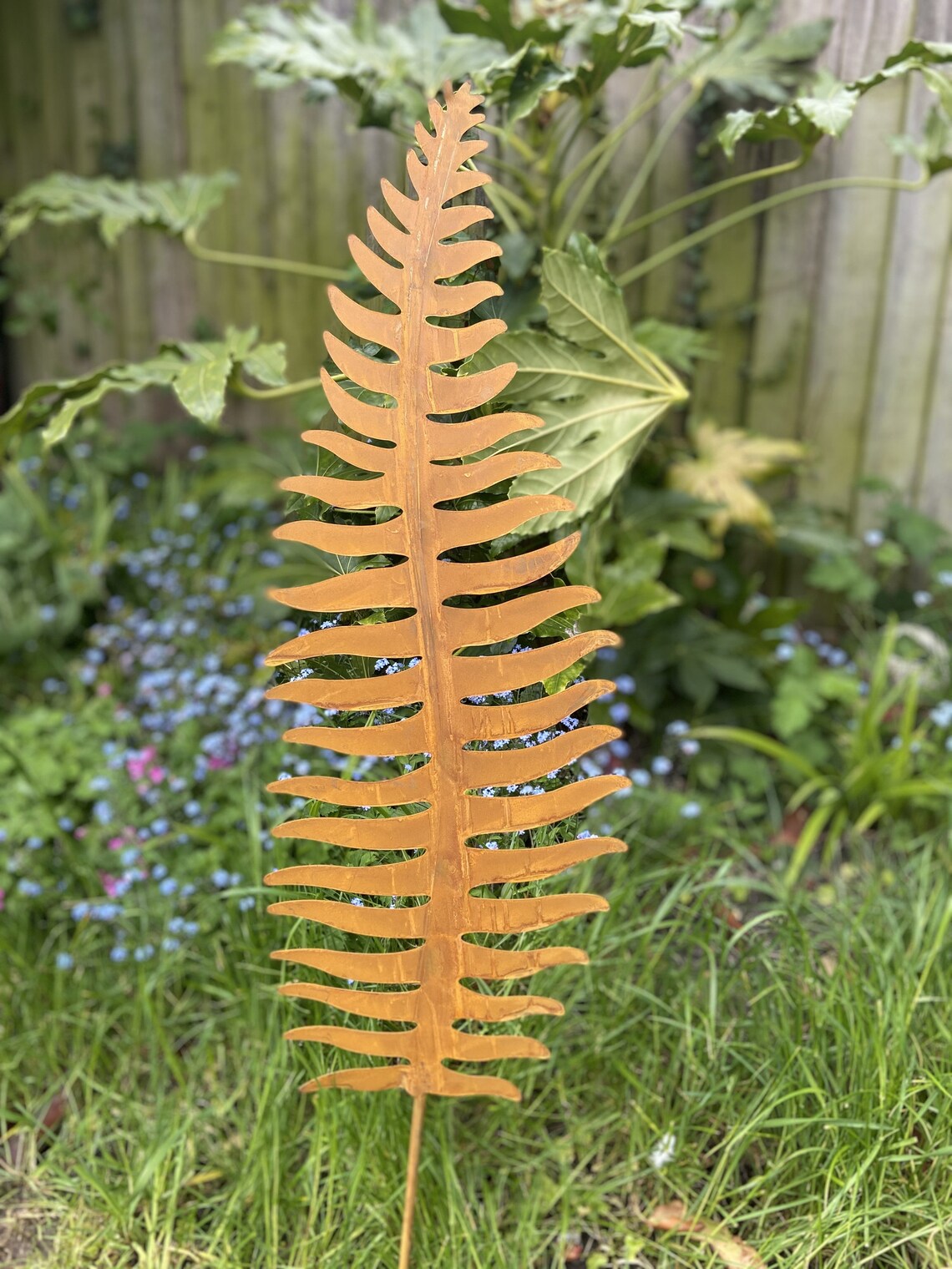 Fern Leaf Rustic Rusty Metal Flower Garden Art Garden Stake | Etsy