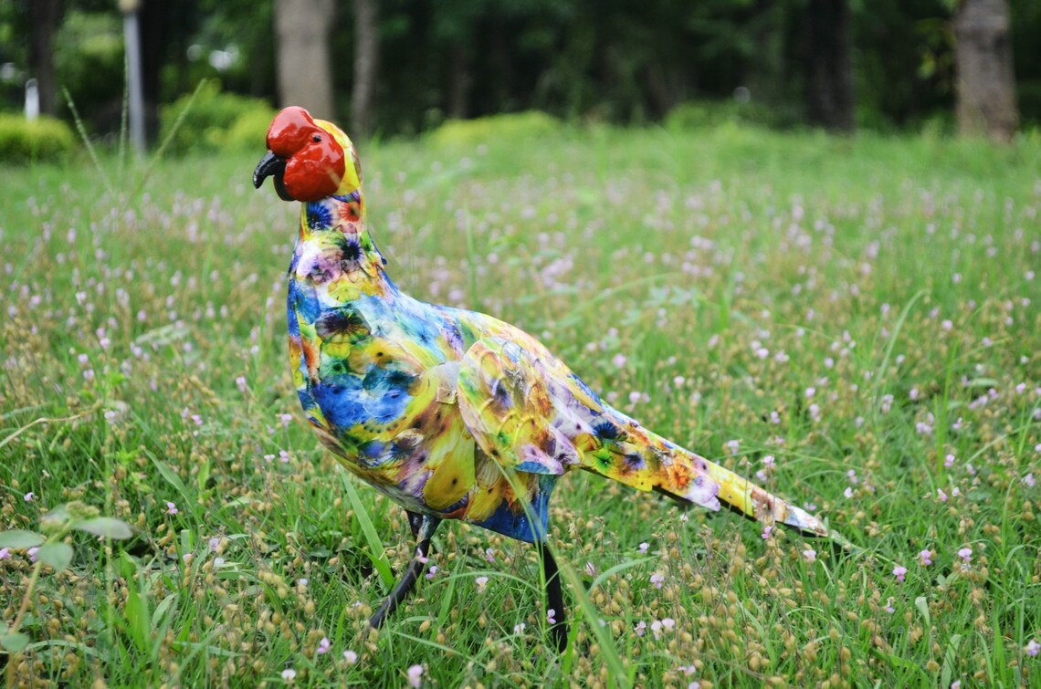 Darcy the Metal Pheasant in a Colourful Art Deco Pattern - Etsy UK