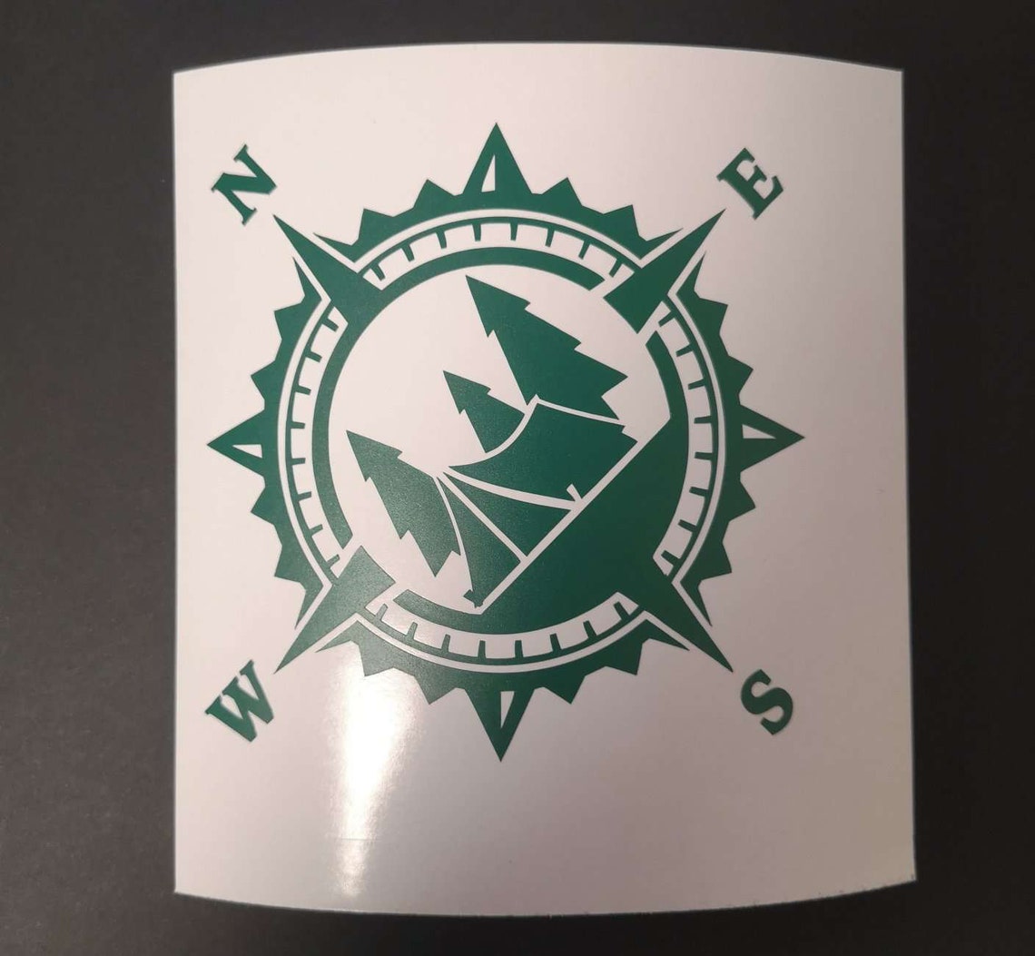 Forest Tent Camping Compass Vinyl Decal Sticker Compass Rose | Etsy