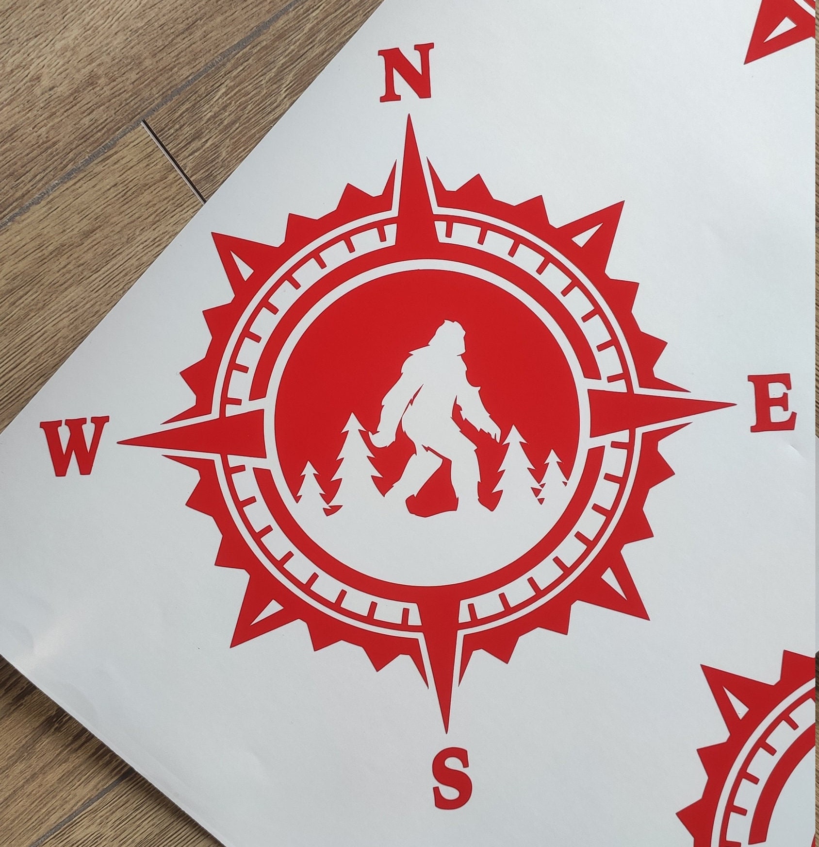 BIGFOOT Compass Vinyl Decal Sticker Compass Rose SASQUATCH - Etsy