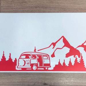 Treeline and Mountain COMPASS CAMPING Van Vinyl Decal Sticker, Camping ...