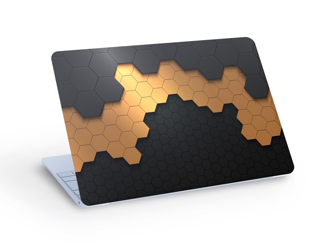 Gold HEXAGONS LAPTOP SKIN Decal Sticker, Gold Honeycomb Laptop Skin ...