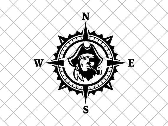 Pirate Captain Compass Vinyl Decal Sticker Compass Rose Ship | Etsy