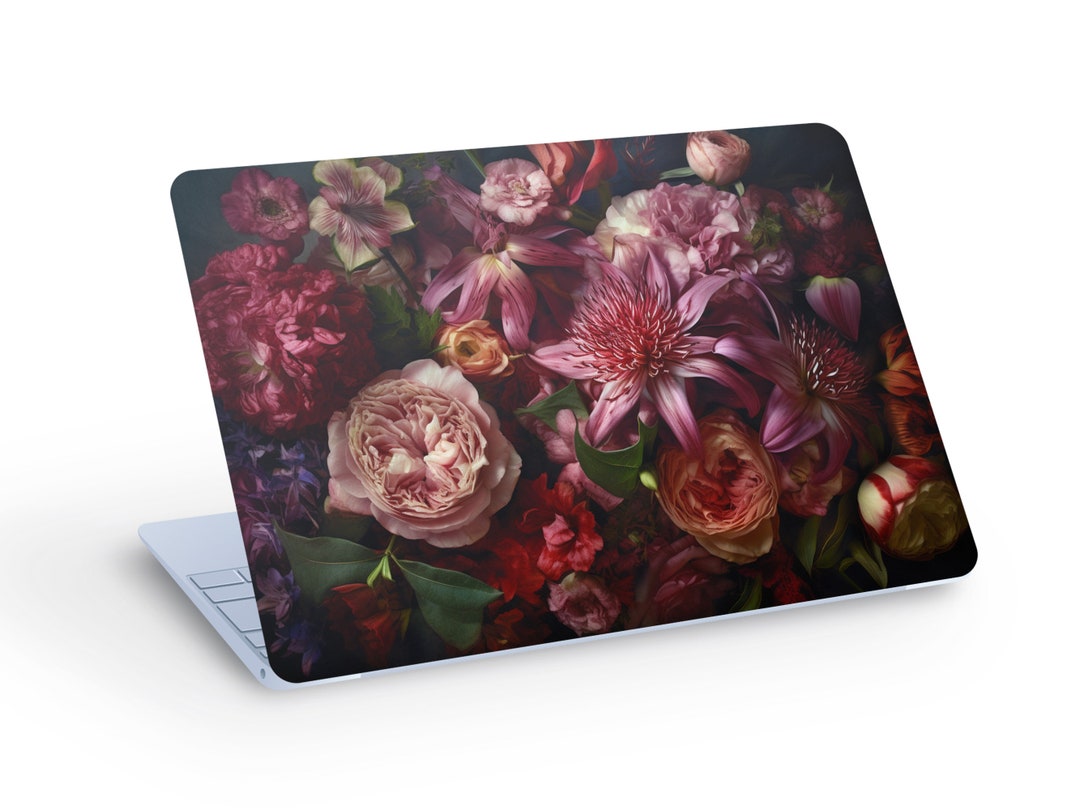 Pink FLOWERS LAPTOP SKIN, Flowers MacBook Skin, Laptop Skin Decal ...